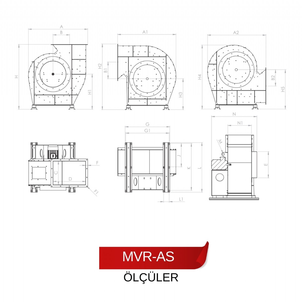 2.800 m³/h / MVR-AS 355/4K-a Alçak Basınçlı Soğutma Pervaneli Radyal ...